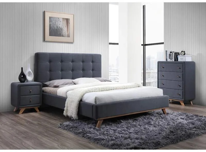 Čalouněná postel MELISSA 160 x 200 cm šedá Matrace: Matrace Deluxe 15 cm