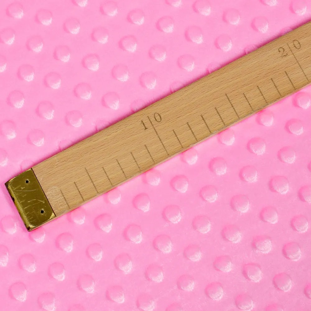 Dětská látka Minky 3D puntíky MKP-012 Sytě růžová - šířka 150 cm
