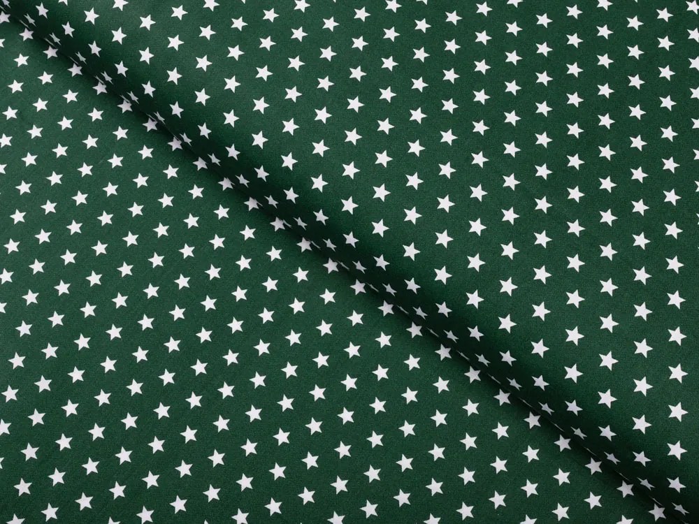 Biante Bavlněný povlak na polštář s lemem Sandra SA-350 Bílé hvězdičky na tmavě zeleném 40 x 40 cm