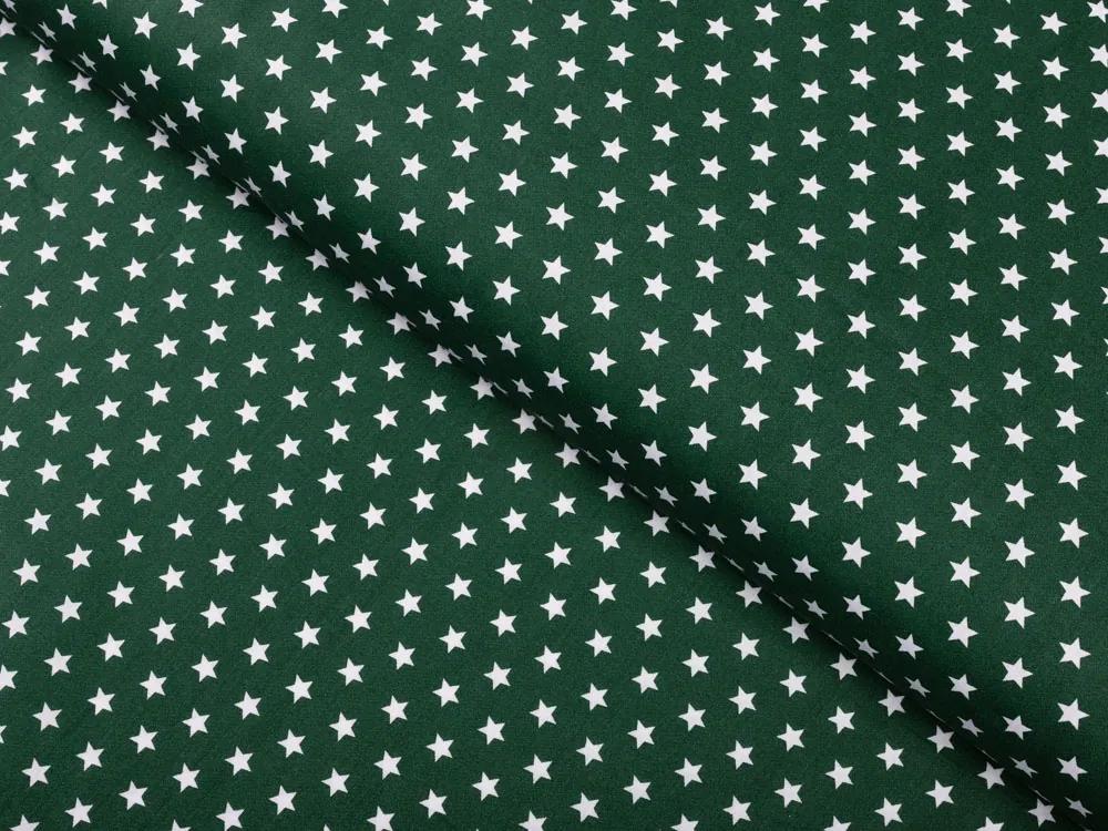 Biante Dětské bavlněné povlečení do postýlky Sandra SA-350 Bílé hvězdičky na tmavě zeleném Do postýlky 100x135 a 40x60 cm