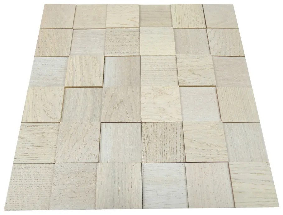 DUB ARKTICKÝ 50, jednotlivé kusy 50 x 50 mm (0,0025 m²) nebo samolepící panel 300 x 300 (0,09 m²) - dřevěná mozaika 3D 2 mm Broušený - olejovaný