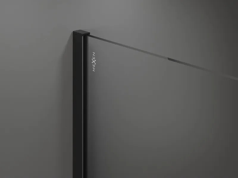 Mexen Kioto, zaoblená sprchová zástěna 110 x 200 cm, 8mm čiré sklo, černý profil, 800-110-101-70-06