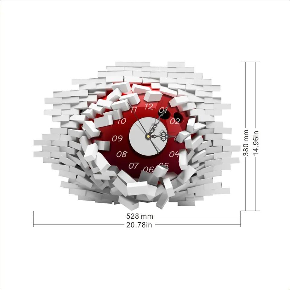 Nástěnné 3D hodiny s obrázkovými motivy Varianty: Rozbitá zeď