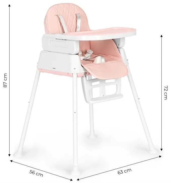 Skládací židle na krmení 3v1 růžová