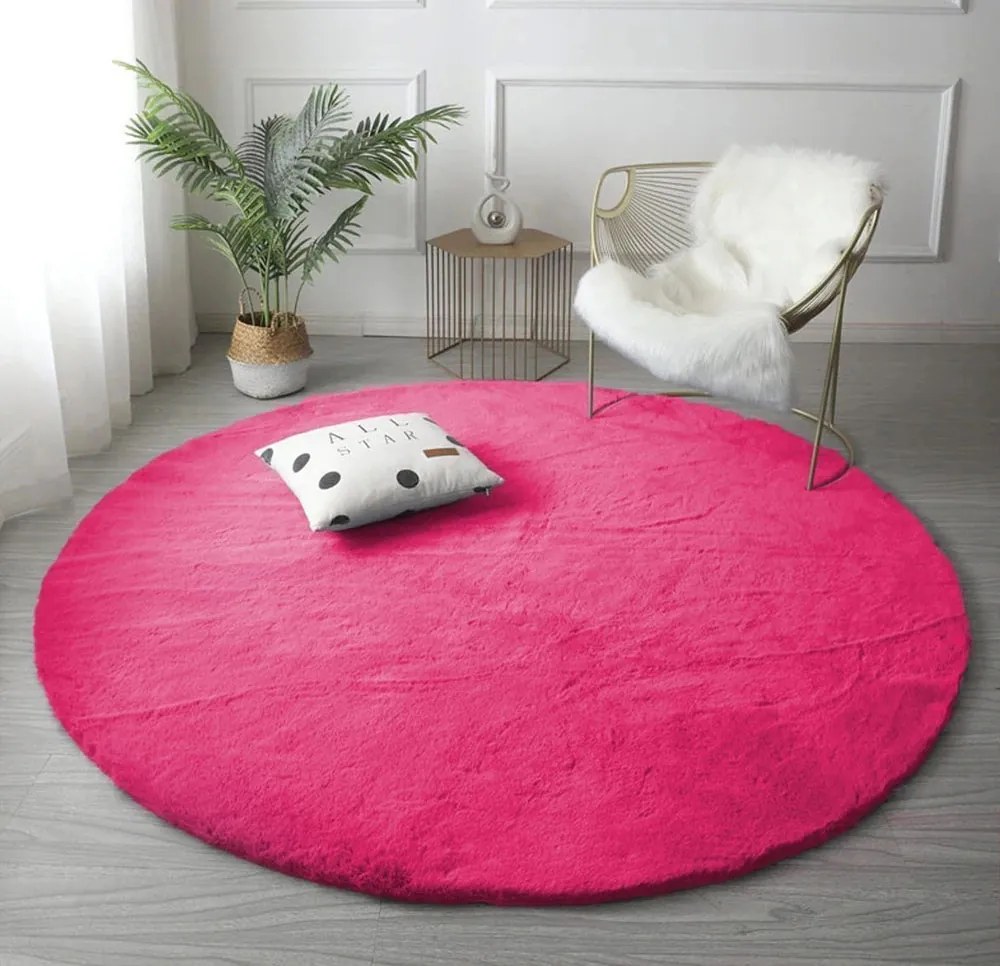 TZ Tmavě růžový kulatý koberec Rabbit Rozměr: 90 cm