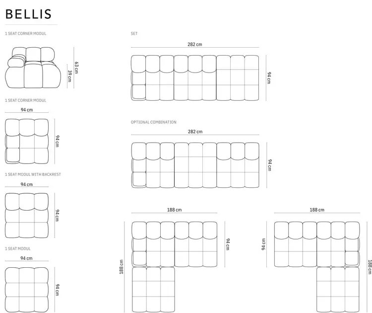 Zelená sametová pohovka 282 cm Bellis – Micadoni Home