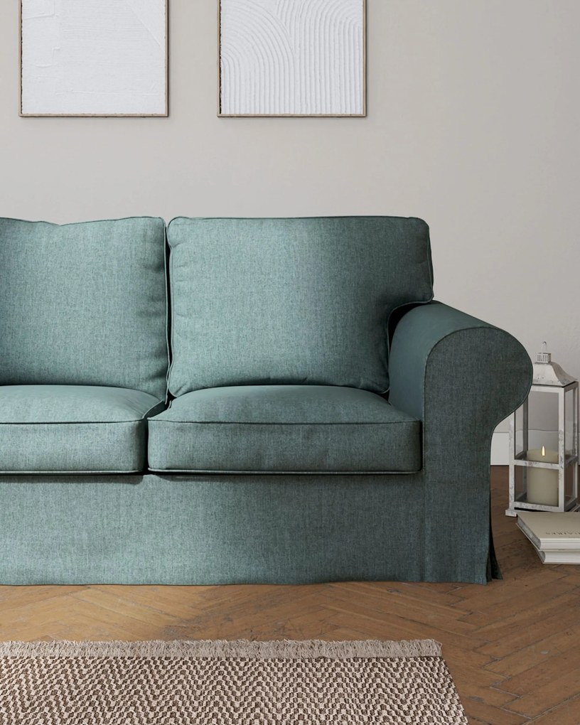 Potah na pohovku IKEA  Ektorp 3-místná, rozkládací STARÝ MODEL PIXBO barva modrá látka pletený vzor