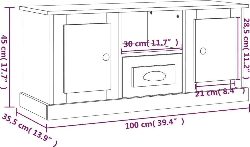 vidaXL TV skříňka 100 x 35,5 x 45 cm kompozitní dřevo [816463] Barva: hnědý dub