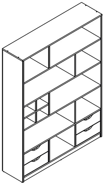 Regál/knihovna Sten 2, bílý/šedý beton
