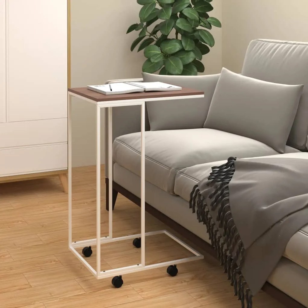 Odkládací stolek s kolečky bílý 40x30x63,5 cm kompozitní dřevo - Default Title