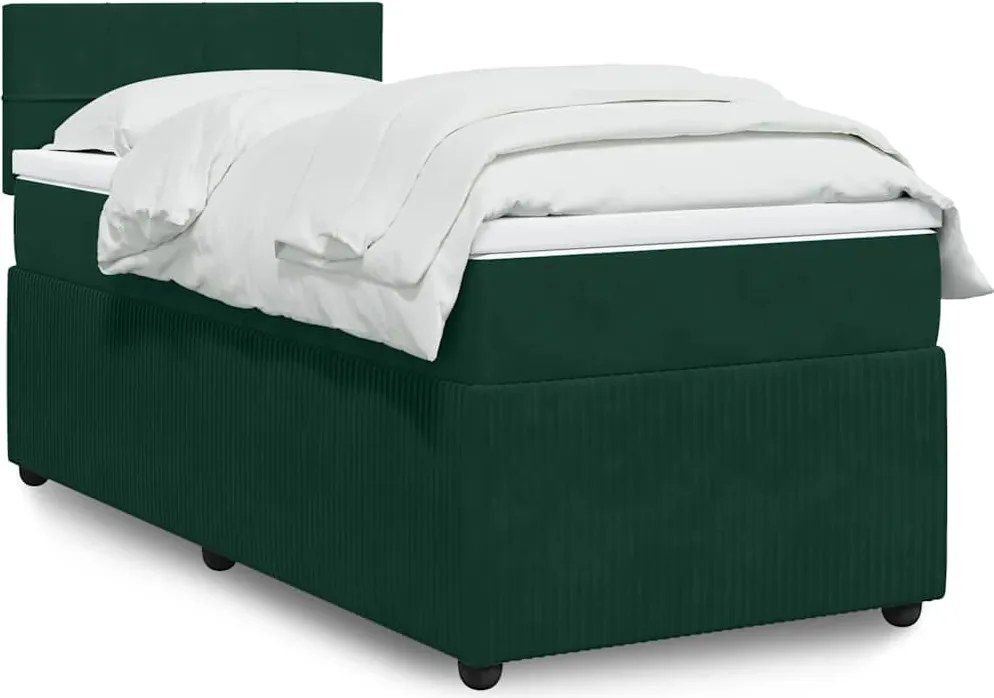 Box spring postel s matrací tmavě zelená 90x190 cm samet 3287629
