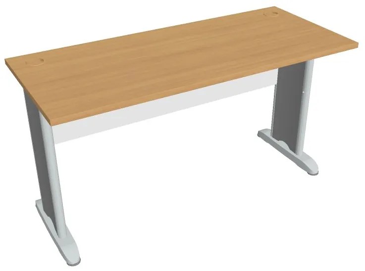 Stůl pracovní rovný 140 cm hl. 60 cm - Hobis Cross CE 1400 Dekor stolové desky: buk, Dekor lamino podnože: bílá, Barva nohou: Stříbrná