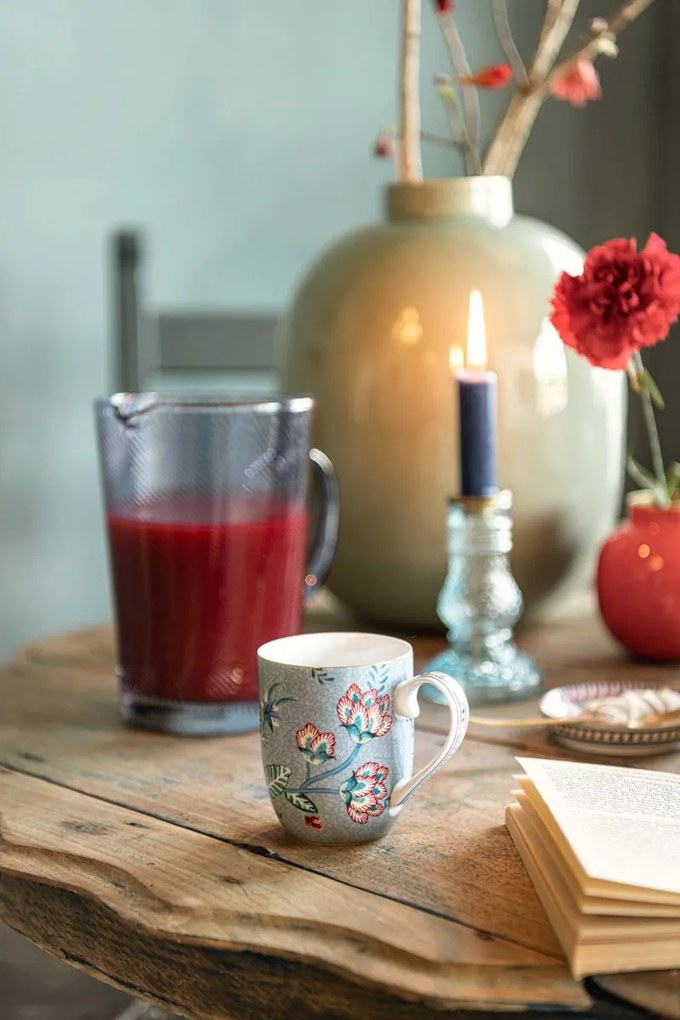 Pip Studio Flower Festival hrneček 180ml, modrý (hrnek z tenkostěnného porcelánu)