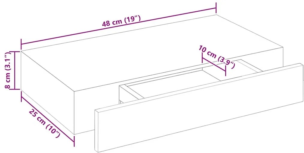 vidaXL Marketos Plovoucí nástěnná police s šuplíkem 2 ks bílá 48 cm