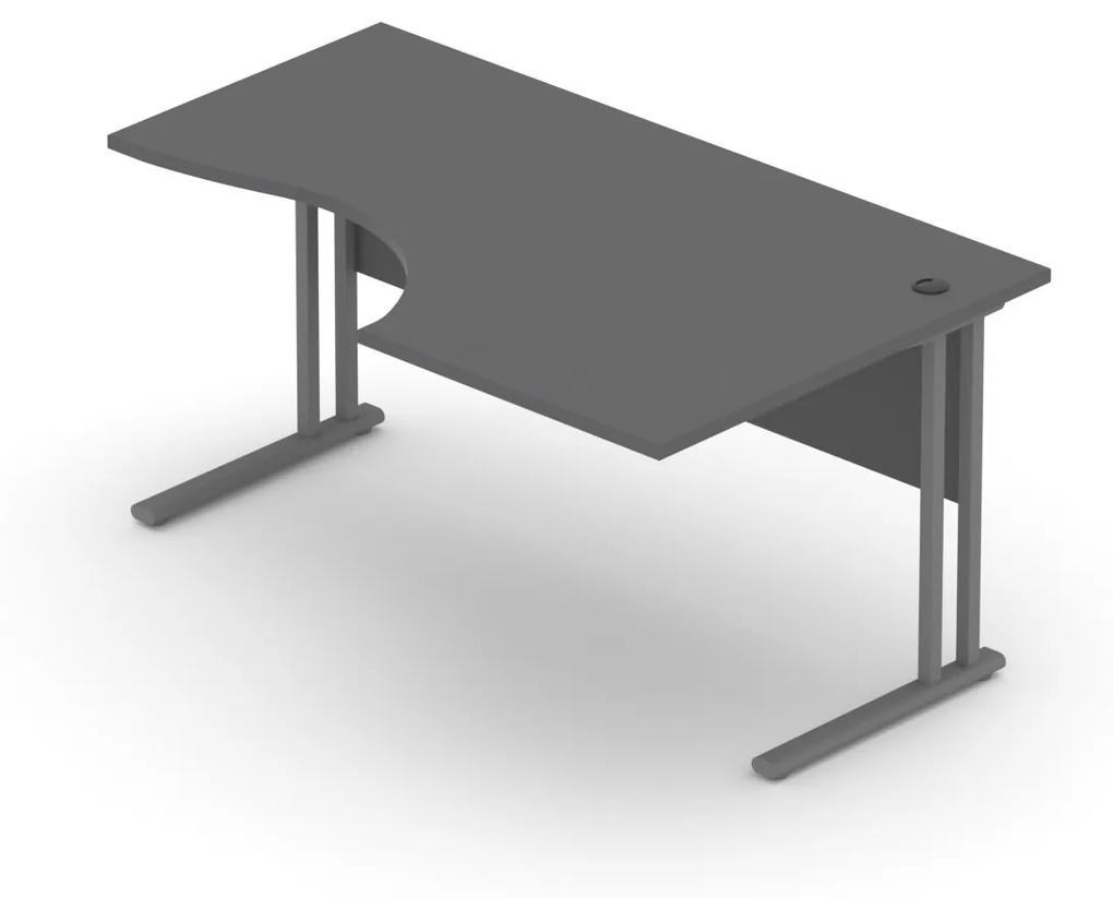 Kancelářský stůl rohový pravý Komfort, kovová podnož, 160x70/100x76 cm BPR20 11