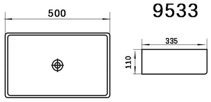 Erga Emiliana, umyvadlo na desku 500x335x110 mm, bílá lesklá, ERG-V03-9533-WH