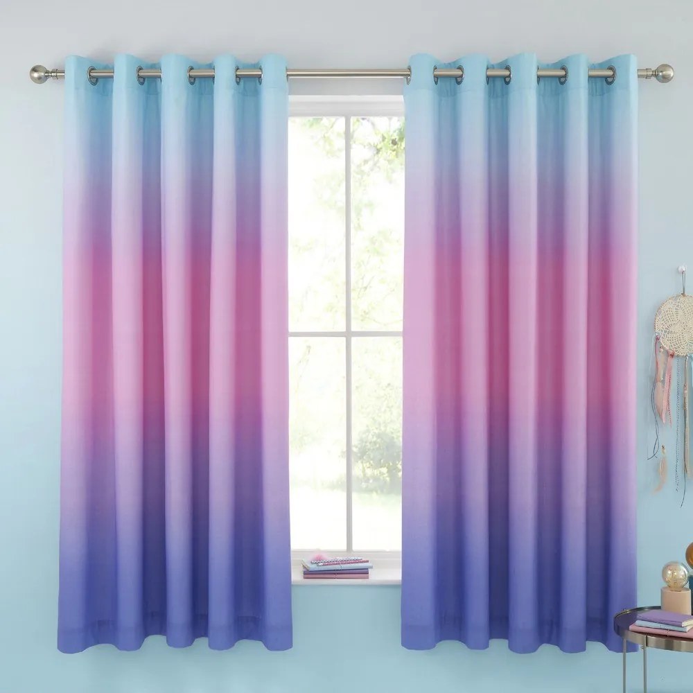 Růžový/fialový dětský závěs 2 ks 168x183 cm Ombre Rainbow Clouds – Catherine Lansfield