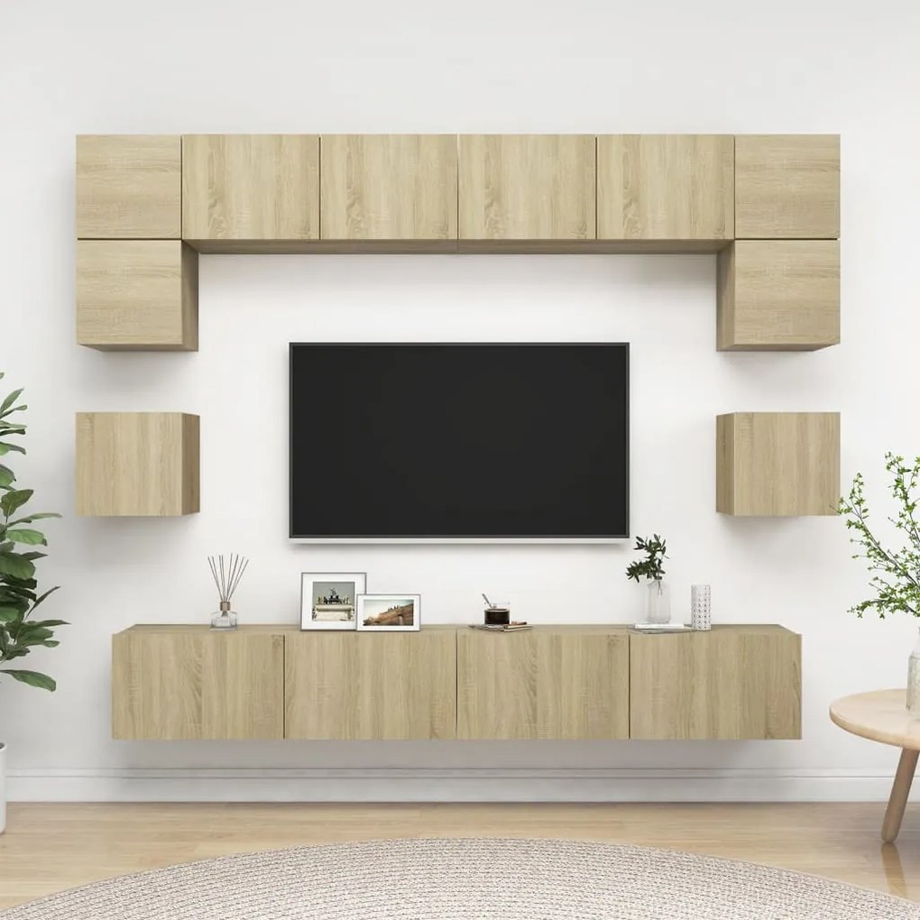 8dílný set TV skříněk dub sonoma kompozitní dřevo 3079007