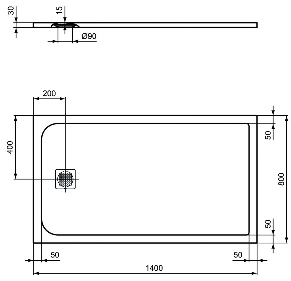 Ideal Standard Ultra Flat S - Sprchová vanička 140 x 80 cm, Bílá, K8237FR