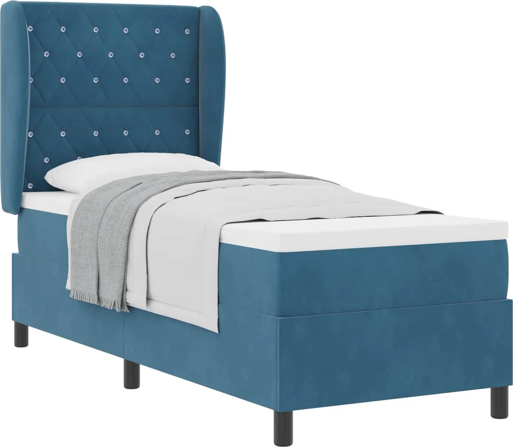 Postel s boxspringem s čelo Tmavě modrá 200 x 80 cm samet 3340848