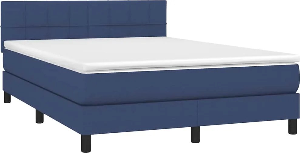 Box spring postel s matrací a LED modrá 140x200 cm textil 3133163