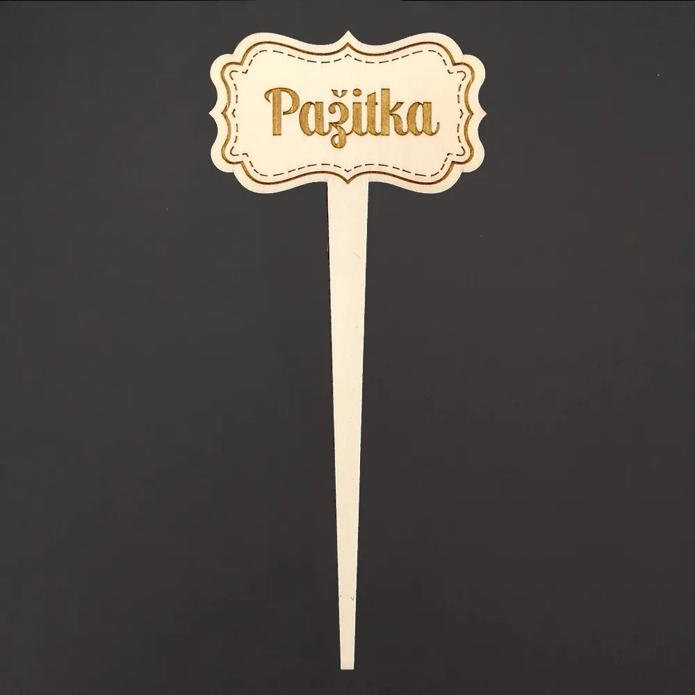 AMADEA Dřevěný zápich - cedulka na bylinky Pažitka, výška 20 cm, český výrobek