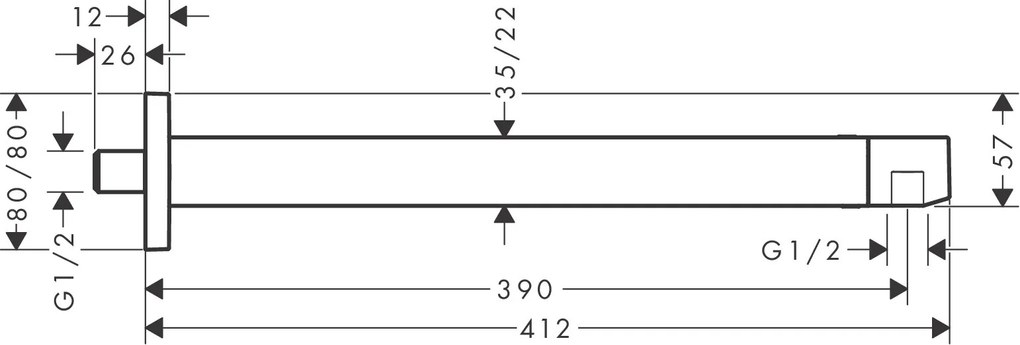 HANSGROHE Hansgrohe, sprchové rameno E 390 mm, černá matná, HAN-24337670