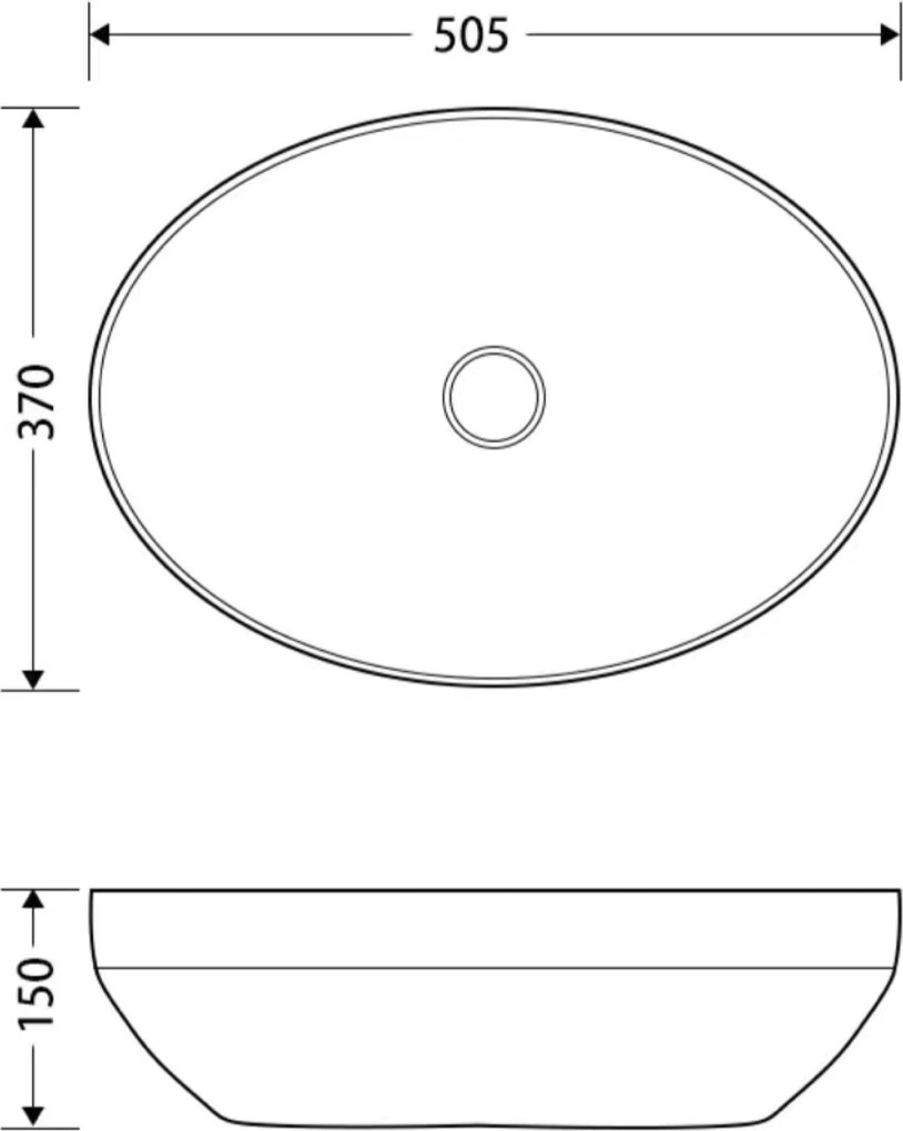 Aqualine Aqualine, Keramické umyvadlo na desku, 50,5x37 cm, bílá, 50361