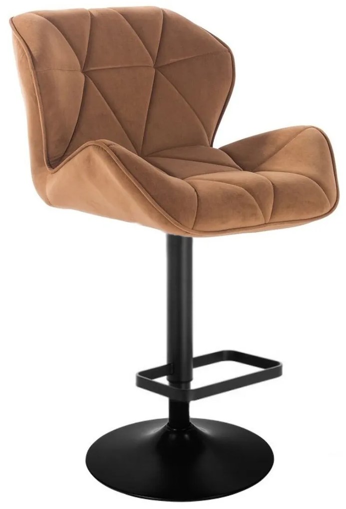 LuxuryForm DESIGN Barová židle MILANO VELUR na černé kulaté podstavě - medová