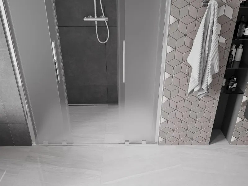 Mexen Velar Duo, posuvné sprchové dveře do otvoru 150 cm, 8mm sklo námraza, chromová, 871-150-000-32-01