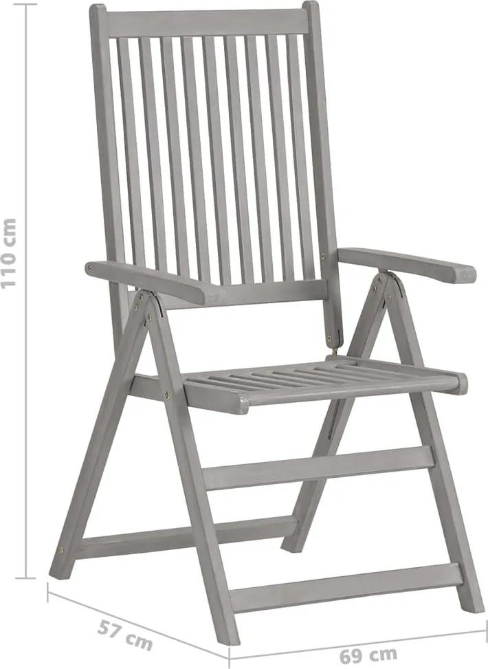 vidaXL Zahradní polohovací židle s poduškami 3 ks masivní akácie [3064738] Barva: taupe