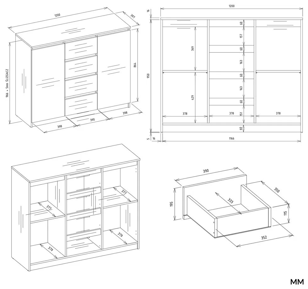 Komoda Malwa 2D4S dub artisan/kašmír