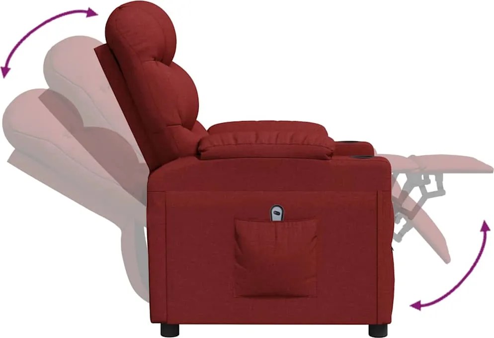 Elektrické polohovací křeslo vínové textil 3143494
