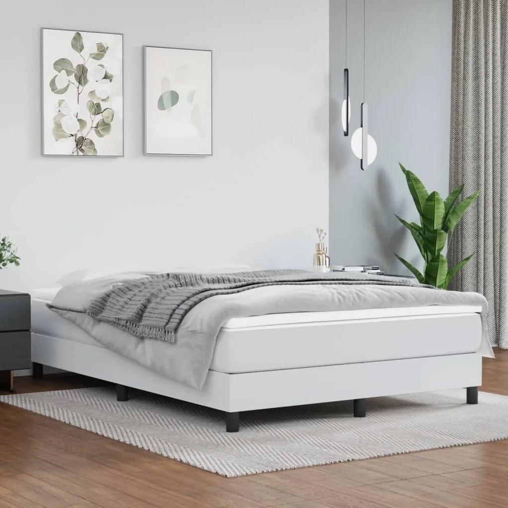 Rám postele s boxspringem bílá 140 x 190 cm umělá kůže 3120695