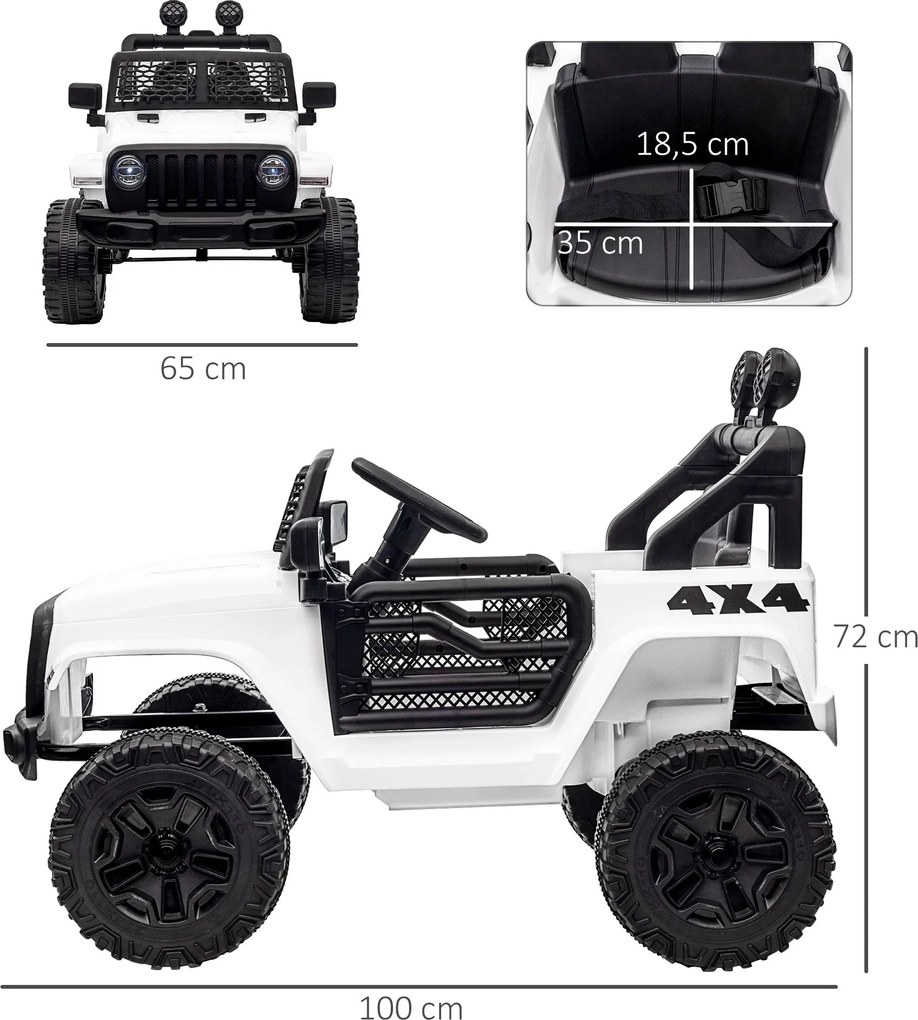 HOMCOM Dětské Elektrické Auto pro Děti od 3 Let - Všestranný Buggy s 12V Baterií, 2 Motory, Dálkovým Ovladačem 2.4G, Světlomety, Klakson, Nastaviteln…