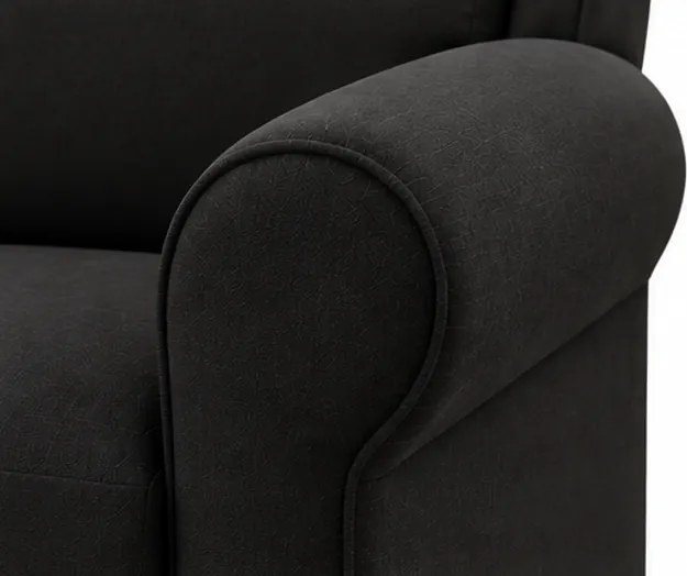 křeslo relaxační, odpočinkové, ušák, dřevo/textil, 101x95x75 cm, přírodní/černá, Dekorino VILAR