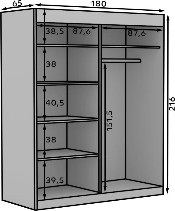 ADRK Furniture Posuvná skříň se zrcadly OSGAR 180