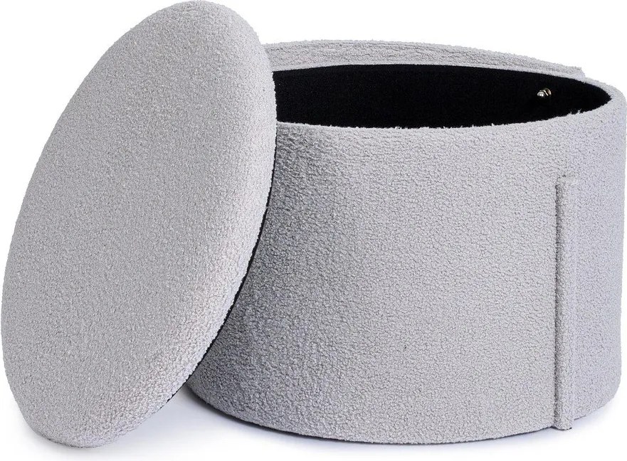 Světle šedý taburet z textilie bouclé Anthea – Yes Everyday