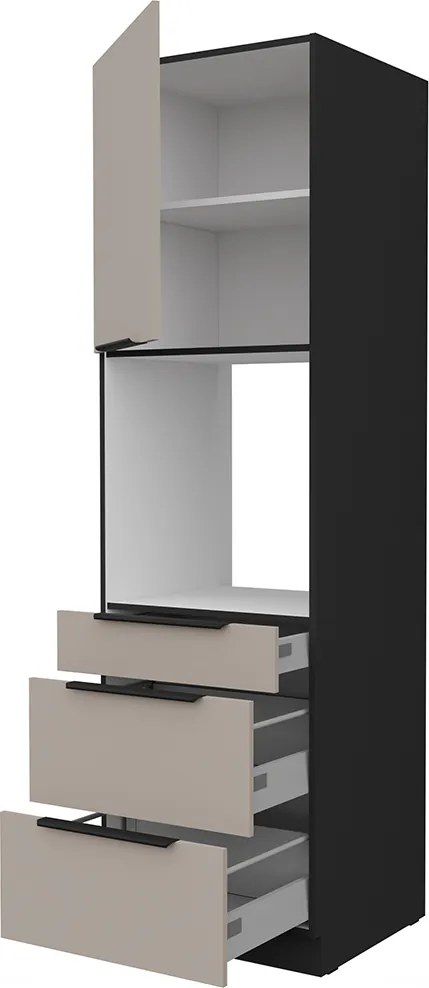 ARIA cb | vysoká skříňka 60 DPS-210 3S1F na vestavnou troubu | PREMIUM BOX | 60 cm | ANTI FINGERPRINT povrch | černá/béžová