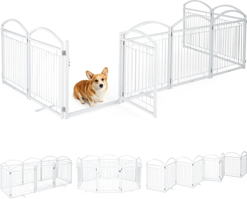 Costway Volně stojící vrátka pro psy s dveřmi a 360° otočnými – 480 × 81 cm