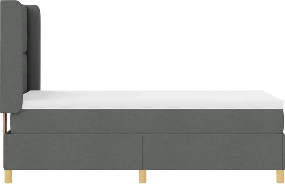 Postel s boxspringem s čelo Tmavě šedá 90 x 200 cm textil 3341813