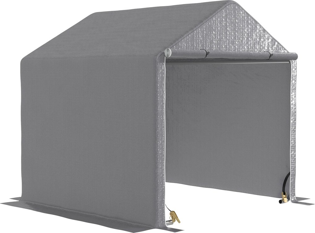 Outsunny Zahradní Kůlna 2 x 2 m Exteriérový Přístřešek na Kolo s Pozinkovaným Ocelovým Rámem, Vodotěsný a UV-Odolný, Úložný Stan pro Kolo, Motocykl, …