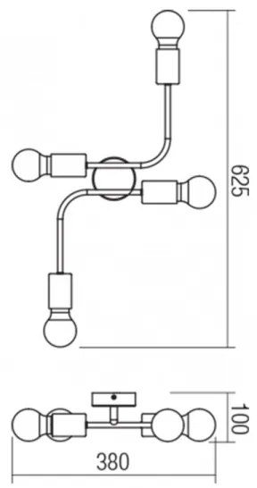 Redo 01-1669 - Stropní svítidlo YAK 4xE27/42W/230V