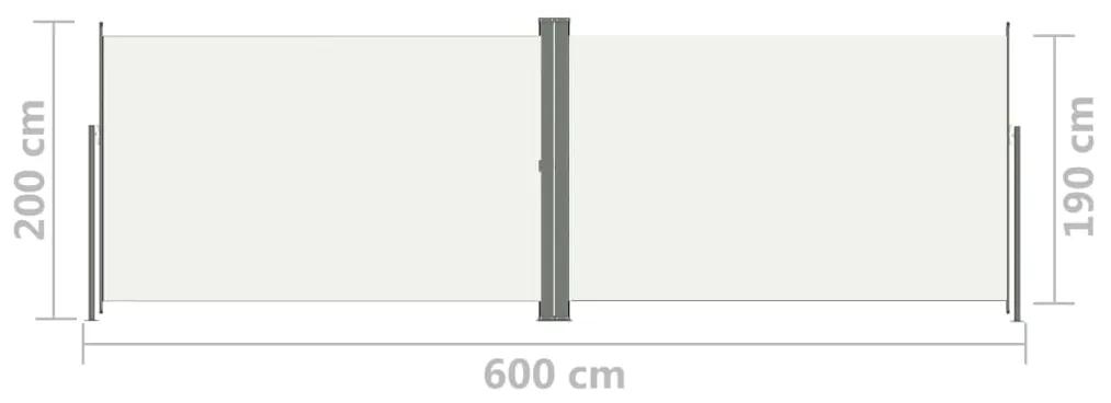 Zatahovací boční markýza krémová 200 x 600 cm,  318007
