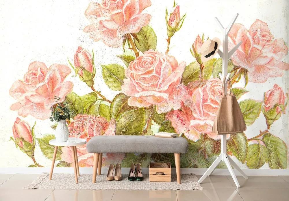 Samolepící tapeta vintage kytice růží - 150x100 cm