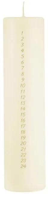 Krémově bílá adventní svíčka s čísly Unipar, doba hoření 98 h
