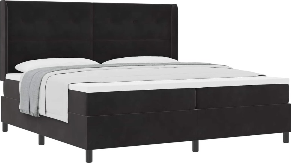Postel s boxspringem s čelo Černá 200 x 200 cm samet 3342028