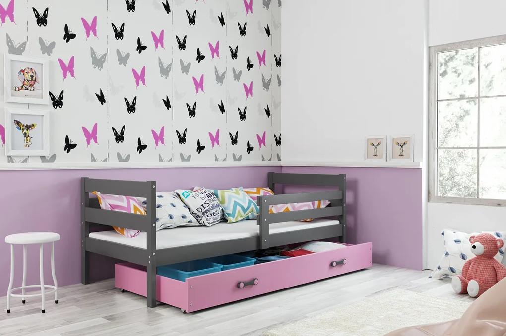 BMS Group Dětská postel s úložným prostorem ERYK grafit Velikost postele: 190x80 cm, Barva šuplíku: Modrá