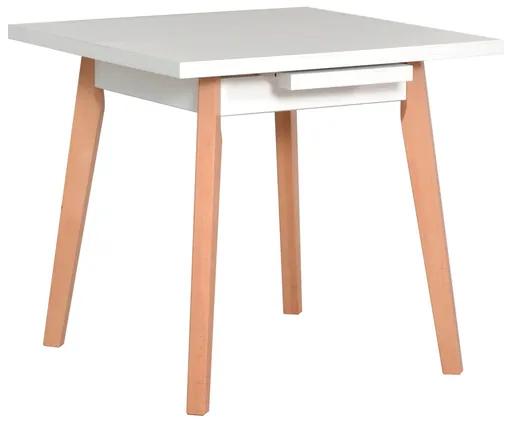Jídelní stůl OSLO 1 L deska stolu bílá, podstava stolu bílá, nohy stolu sonoma
