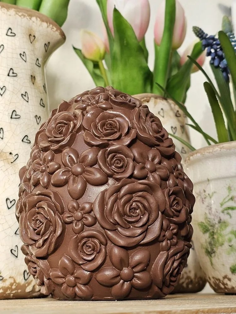 Dekorace čokoládové vejce s květy Egg - Ø 11*14 cm